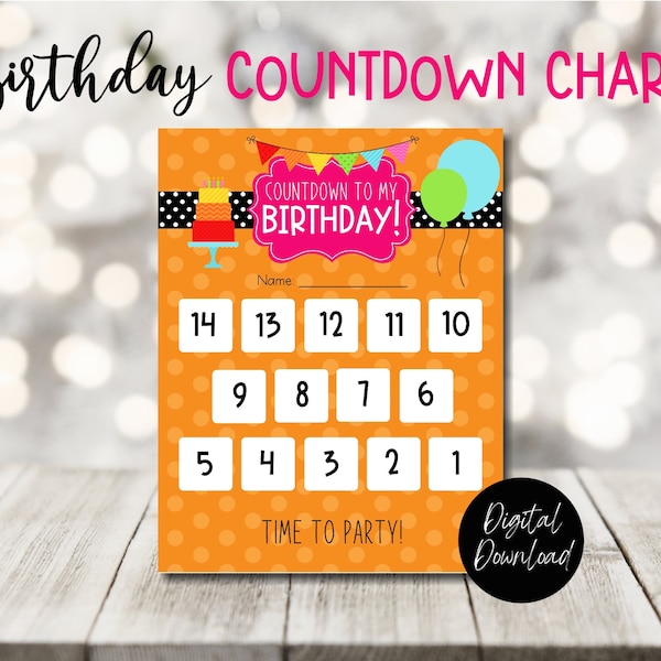 Countdown Chart - Etsy