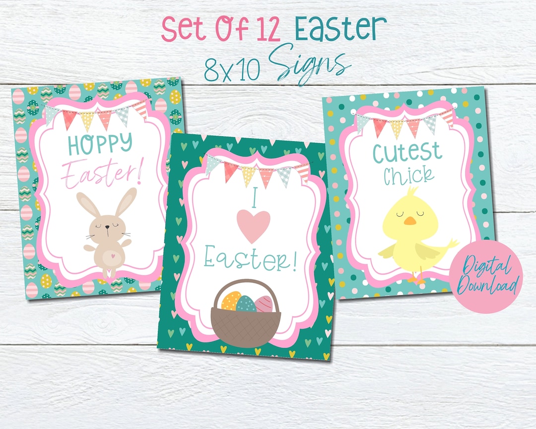 Set of 12 Easter Signs, 8x10 Easter Signs, Easter Printables, Easter ...