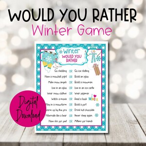 Would You Rather Winter Game, Christmas Game, Winter Printable ...