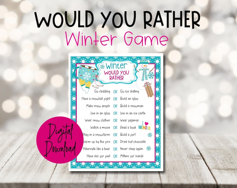 Would You Rather Winter Game, Christmas Game, Winter Printable ...