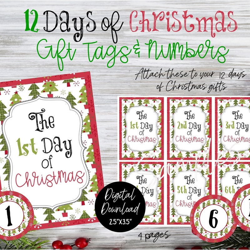 12 Days of Christmas Tags - Etsy