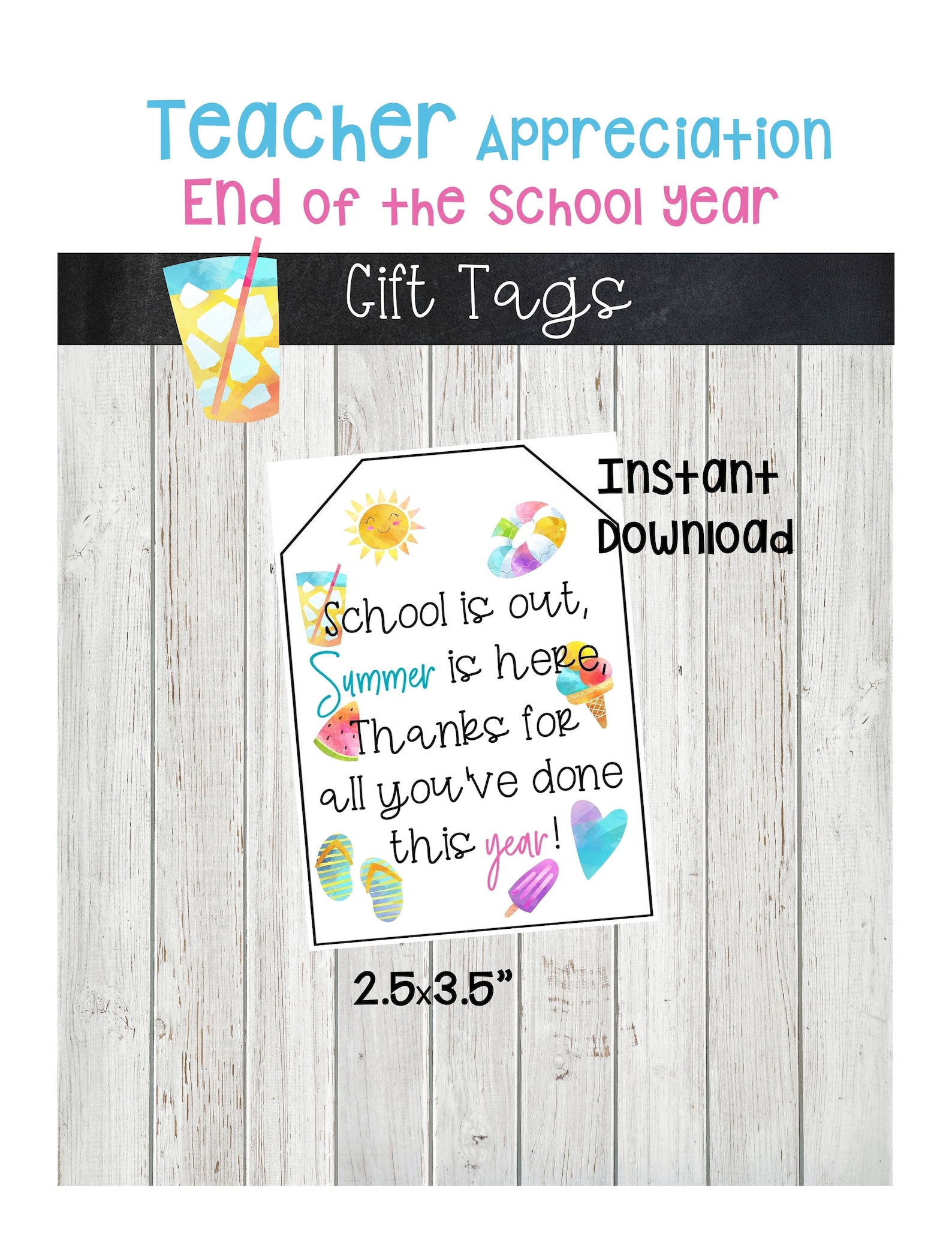 End of School Year Gift Tags for Teachers Printable Gift - Etsy
