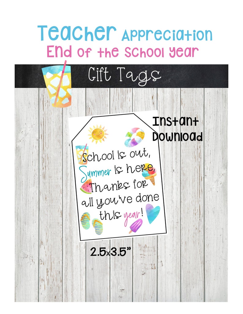 End of School Year Gift Tags for Teachers Printable Gift - Etsy