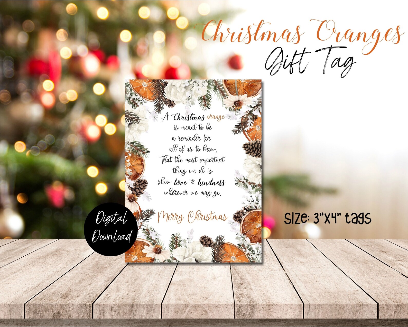 Christmas Oranges Gift Tags, Printable Christmas Oranges Gift Tag ...