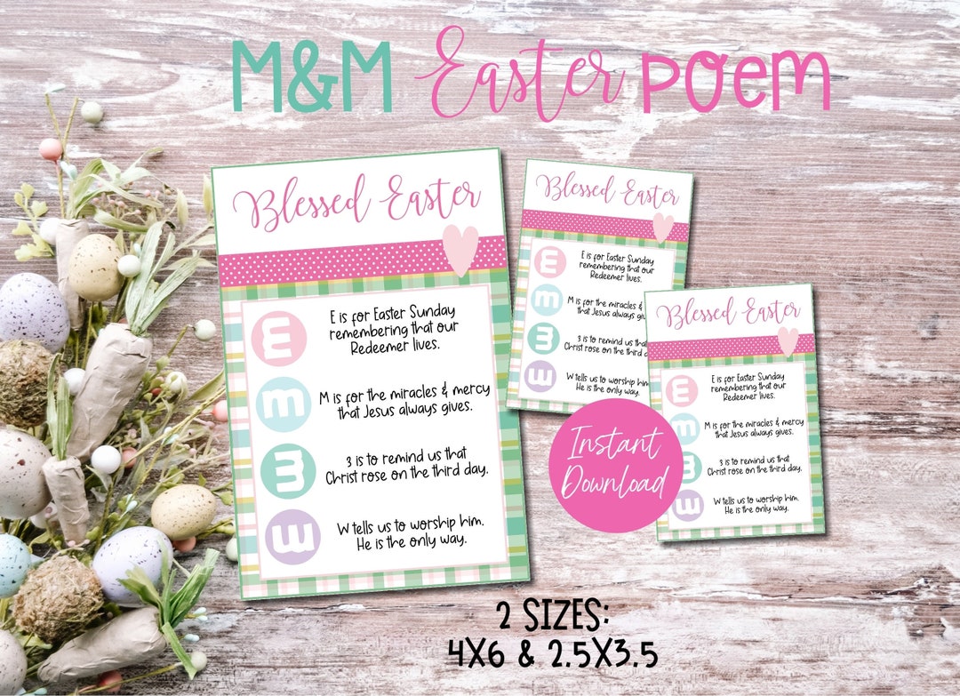M&M Easter Poem, Blessed Easter Poem, Printable Poem for Easter ...