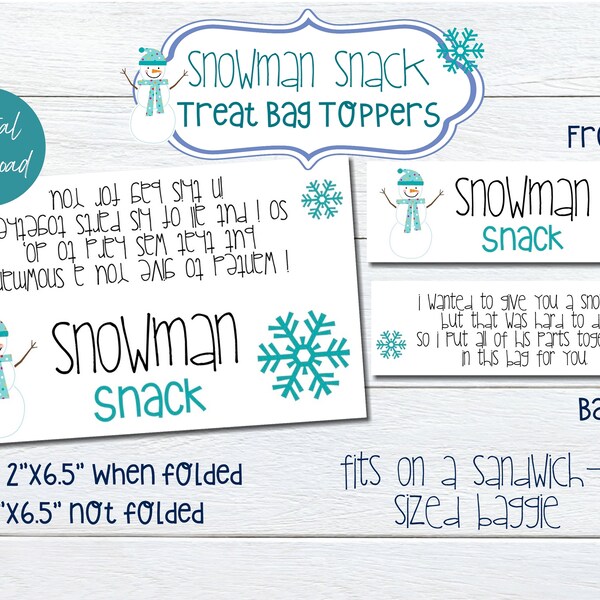 Snowman Bag Topper - Etsy