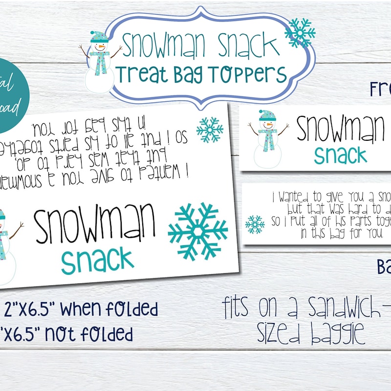 Snowman Bag Topper - Etsy