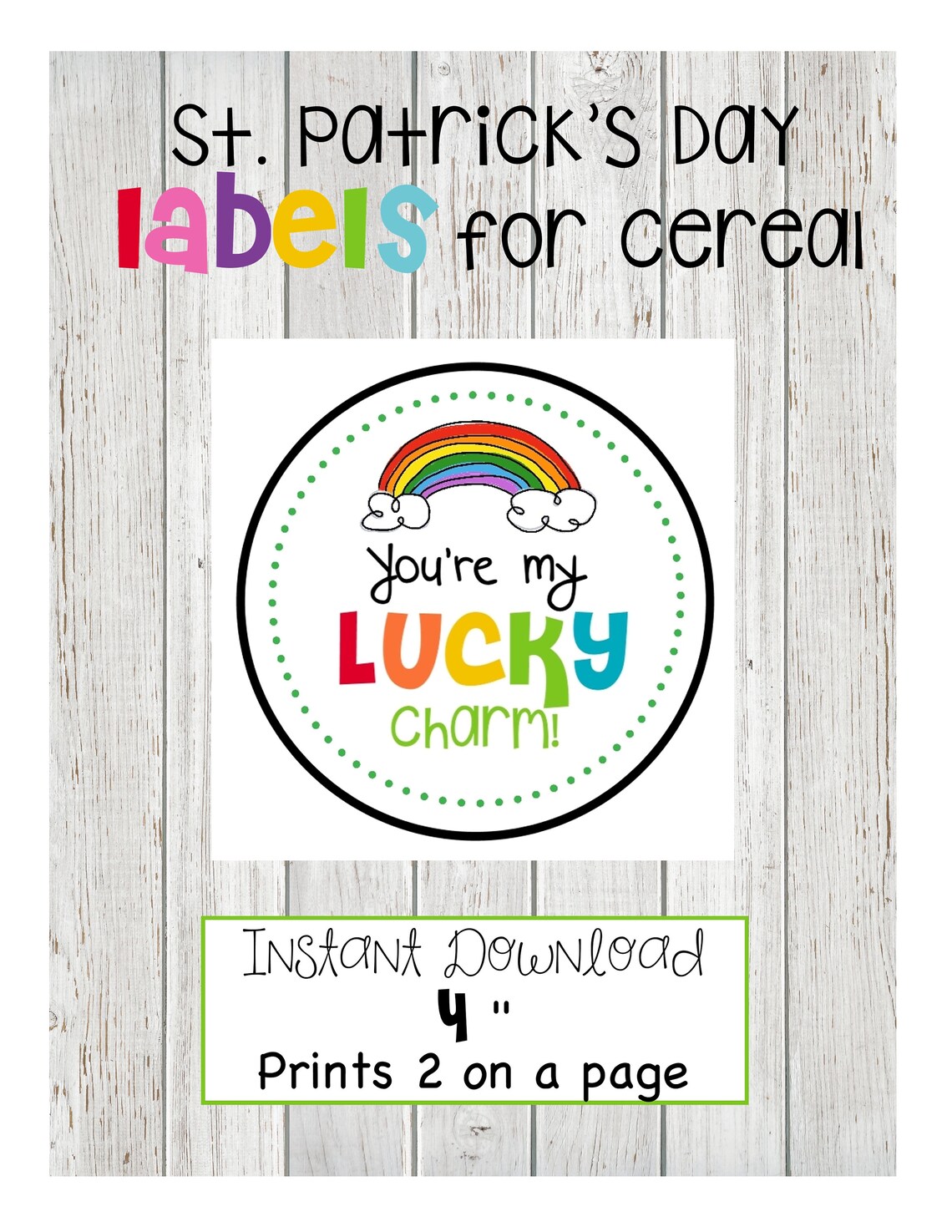 4" You're My Lucky Charm Circle Tags for Lucky Charms Cereal, Cereal ...