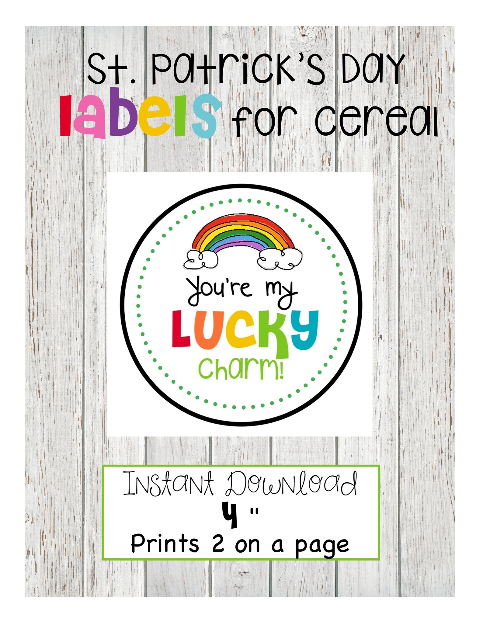 4" You're My Lucky Charm Circle Tags for Lucky Charms Cereal, Cereal ...