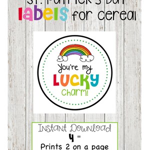 4" You're My Lucky Charm Circle Tags for Lucky Charms Cereal, Cereal ...
