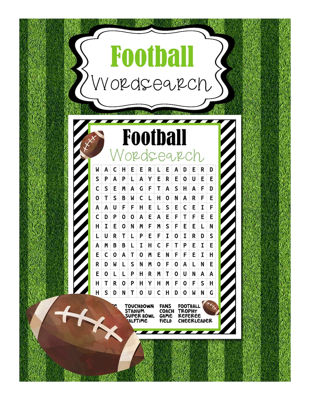 Football Wordsearch, Printable Wordsearch for the Big Game, Football ...