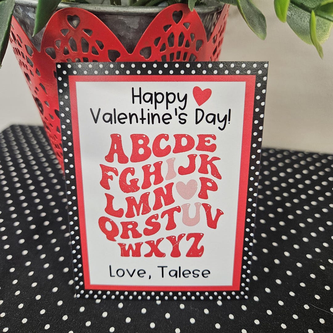 Personalized School Valentine Cards for Kids, ABC Valentines Day Cards ...