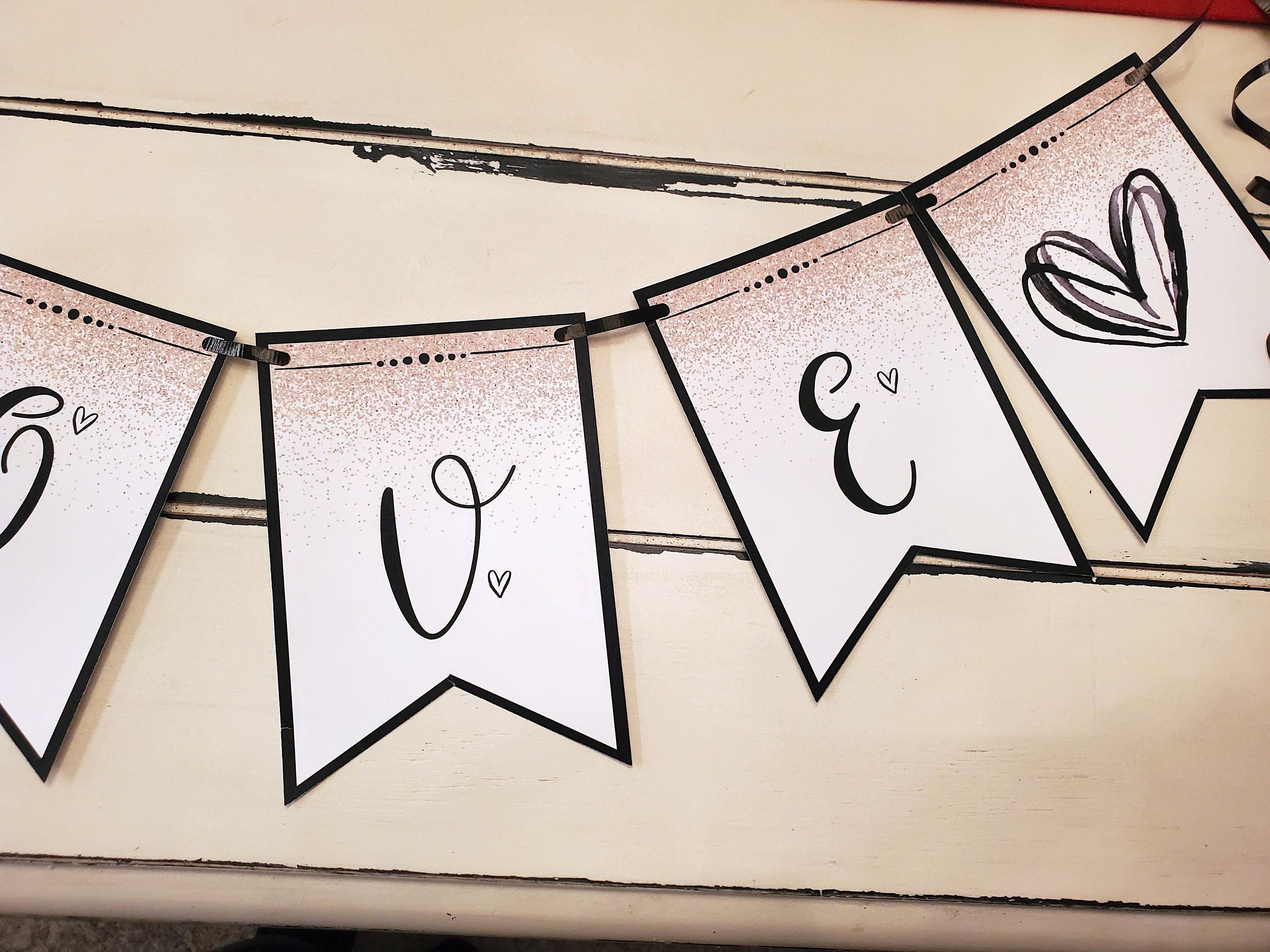 Black and White Printable Love Banner Valentines Banners | Etsy