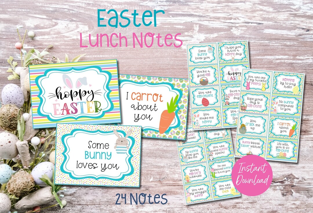 Easter Lunch Notes for Kids, Lunch Box Notes for Easter, Easter Lunch ...