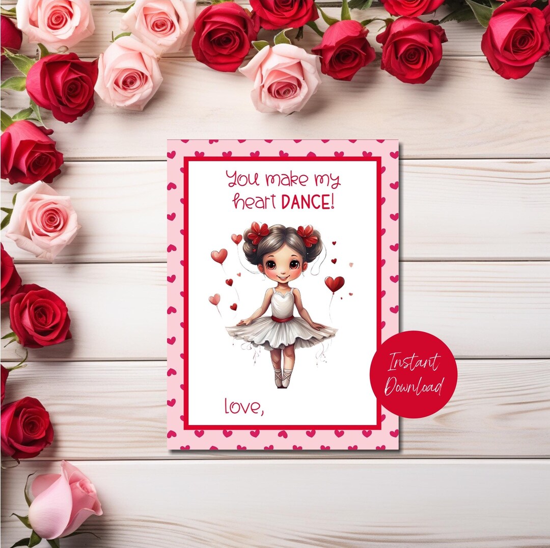 Ballerina Valentines Day Cards, Printable Dancer Valentines, Girls ...