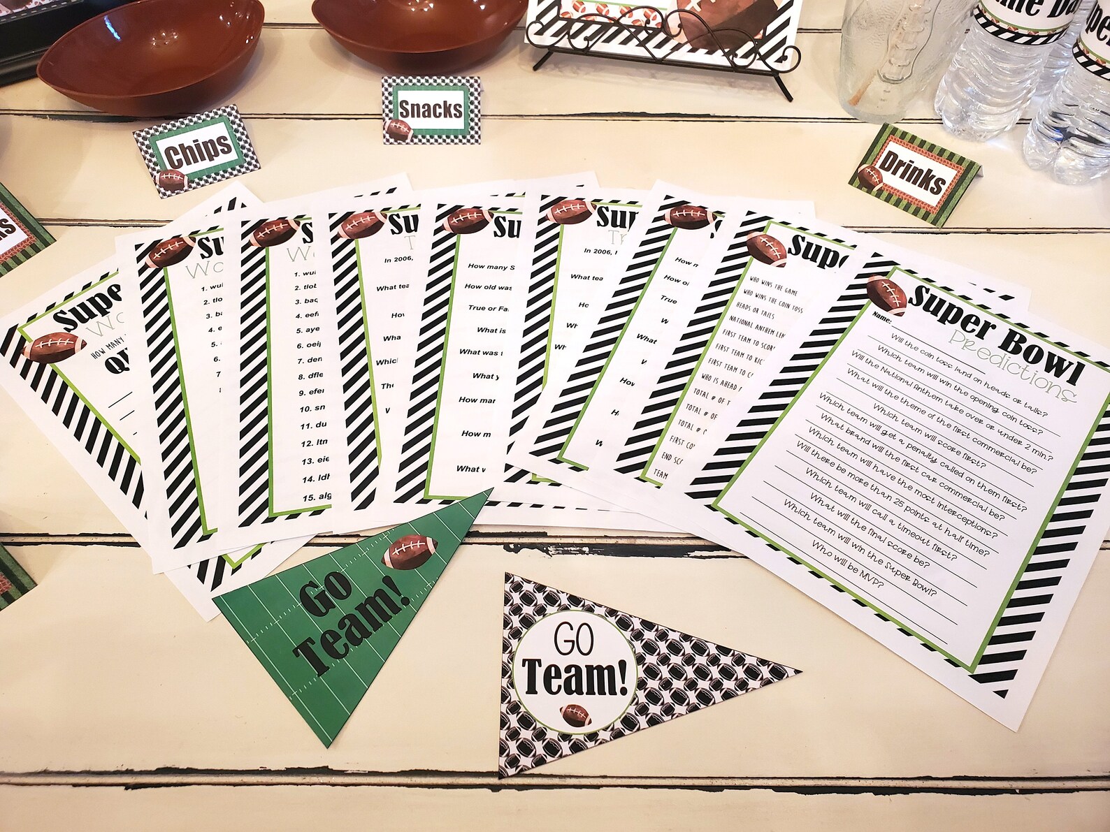Football Game Day Bundle Pack, Football Printables, the Big Game ...