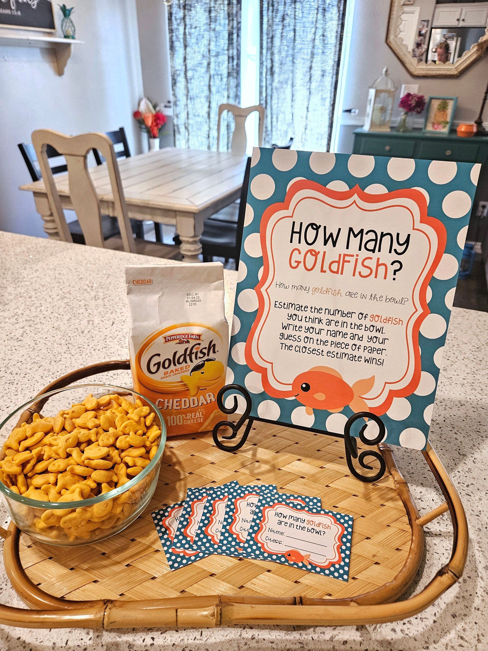 Goldfish Estimating Game, Guess How Many Goldfish Are in the Bowl, Kids ...