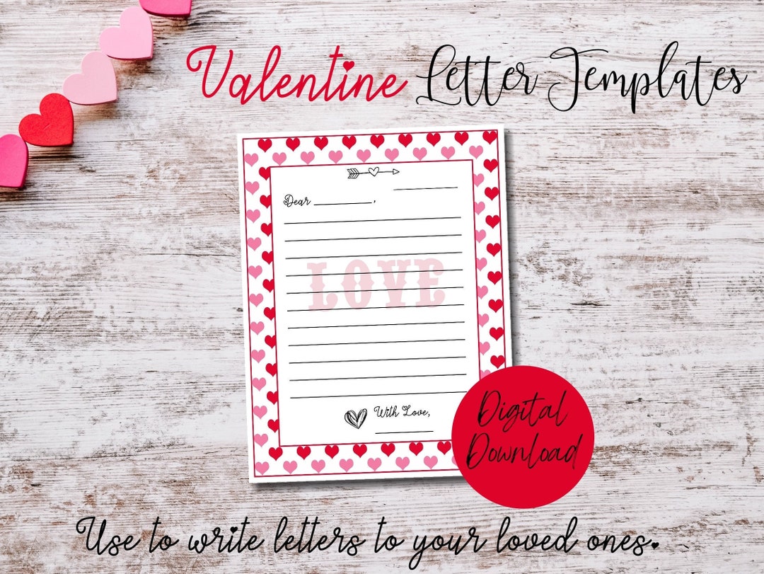 Valentine's Day Letter Templates, Love Letters for Kids, Love ...