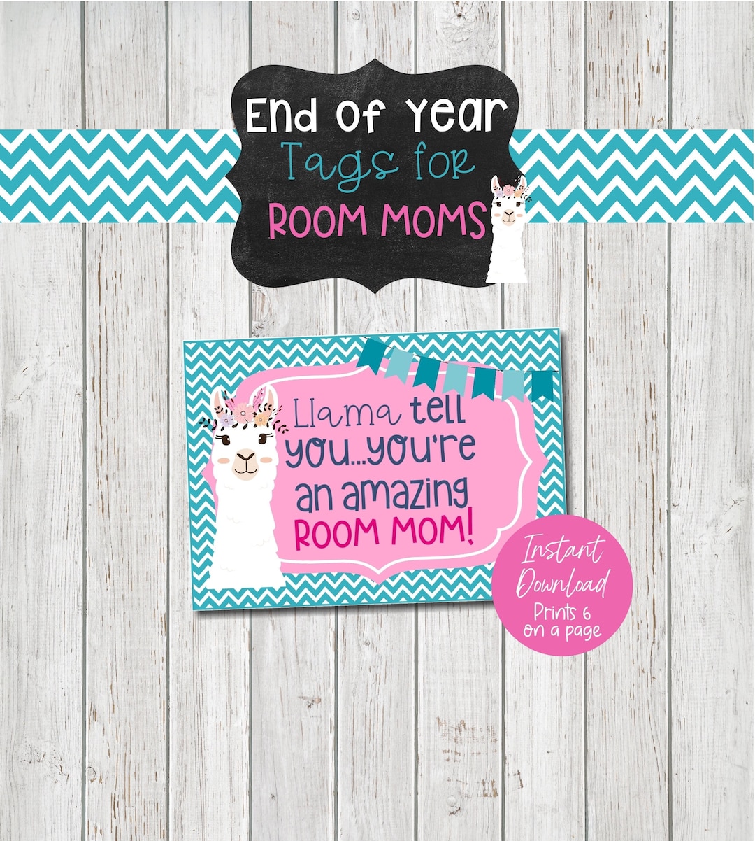 Llama Gift Tags for Room Moms, Llama Tell You You're an Amazing Room ...