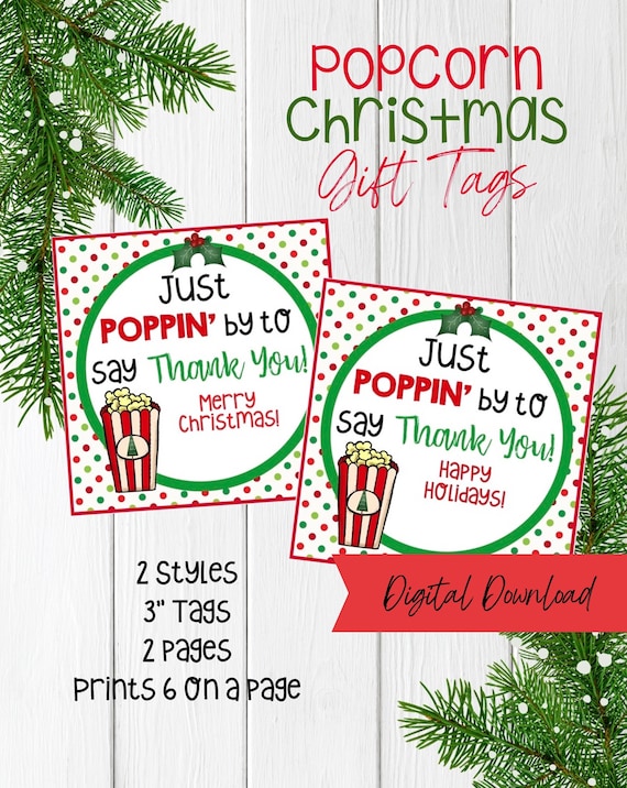 Just Poppin' by to Say Thank You Christmas Gift Tags | Etsy