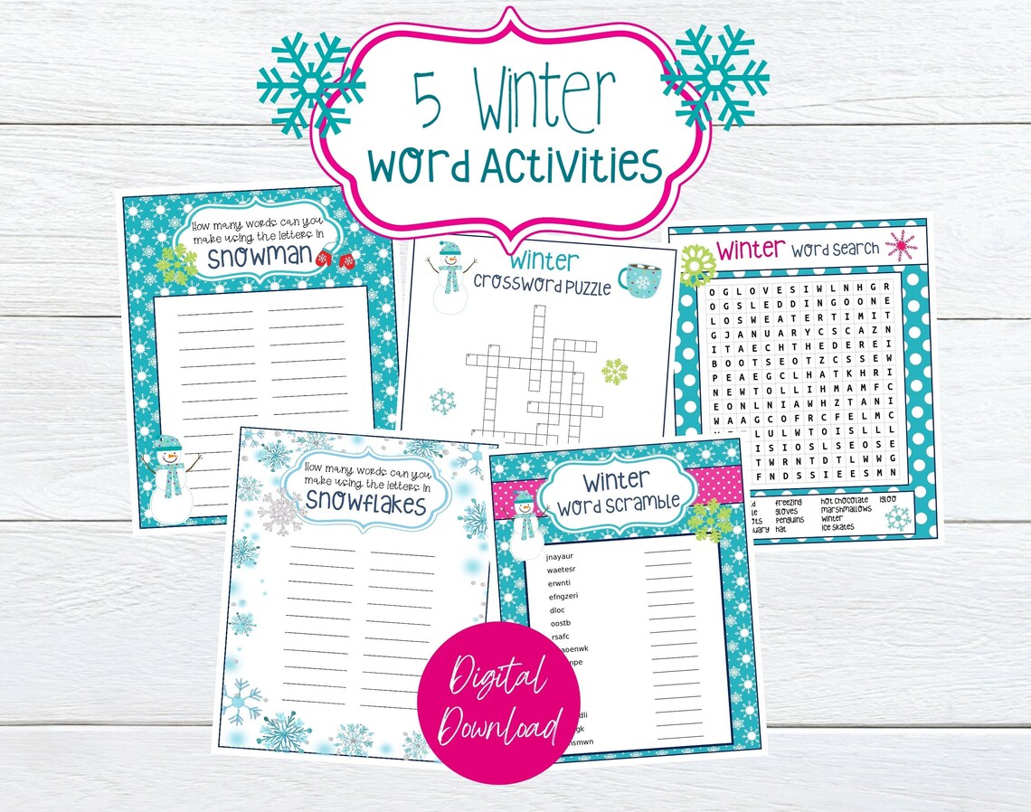 Winter Bundle Worksheets Winter Word Activities Printable | Etsy