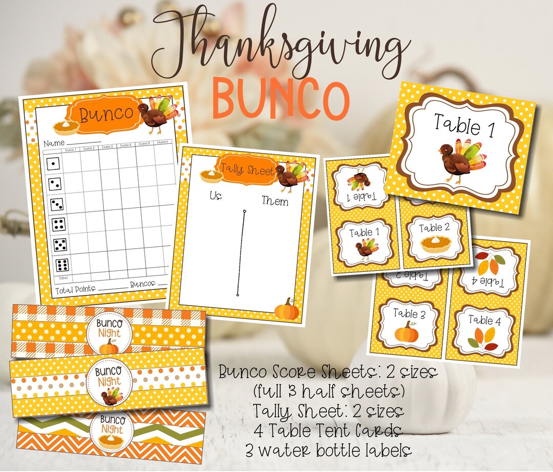 Thanksgiving Fall Bunco Score Sheets Bundle, Thanksgiving Bunco ...