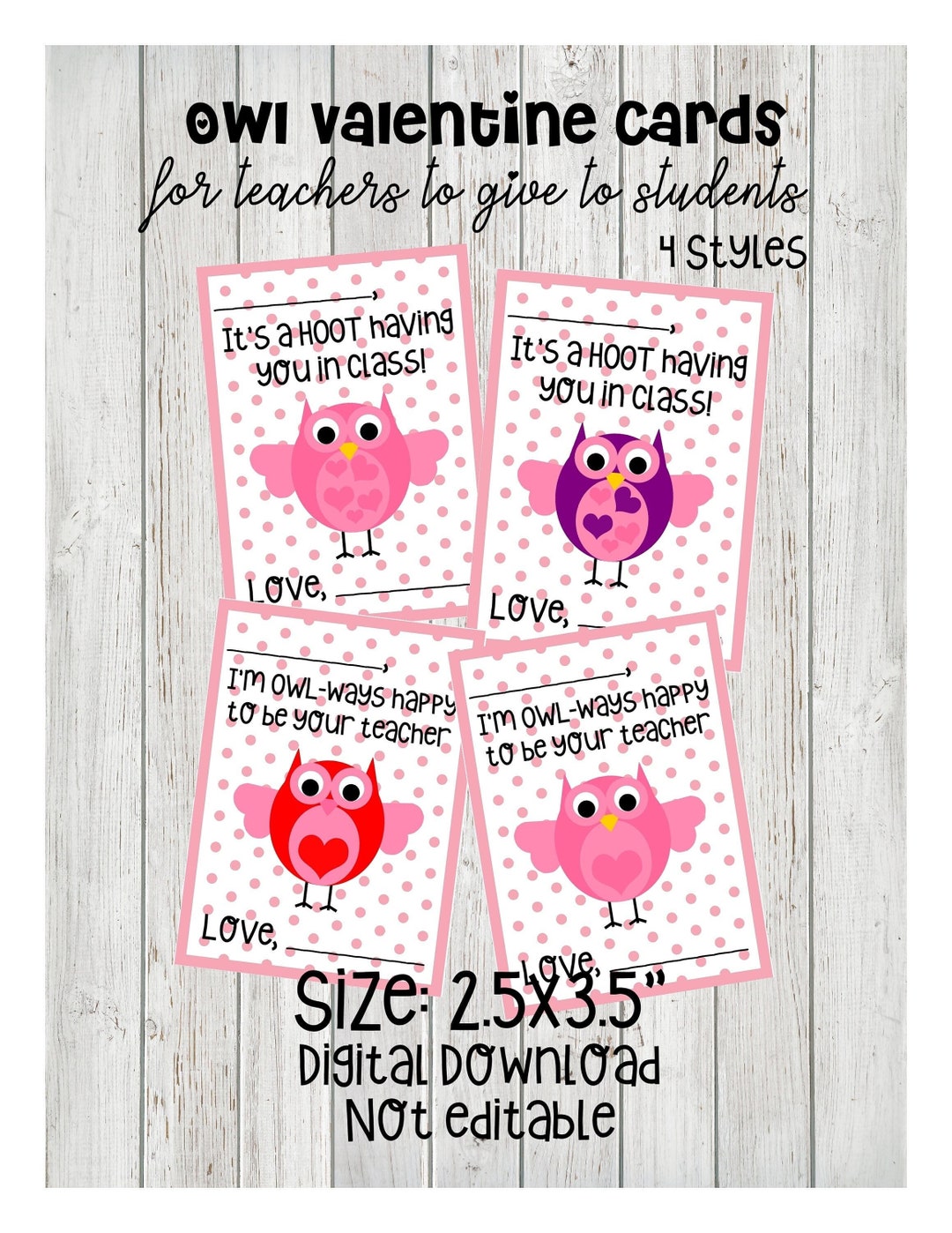Owl Valentines for Students, Student Valentines, Classroom Valentines ...