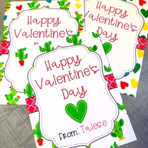 Kids Valentine's Day Cards, Cactus Valentines, Personalize, Classroom ...