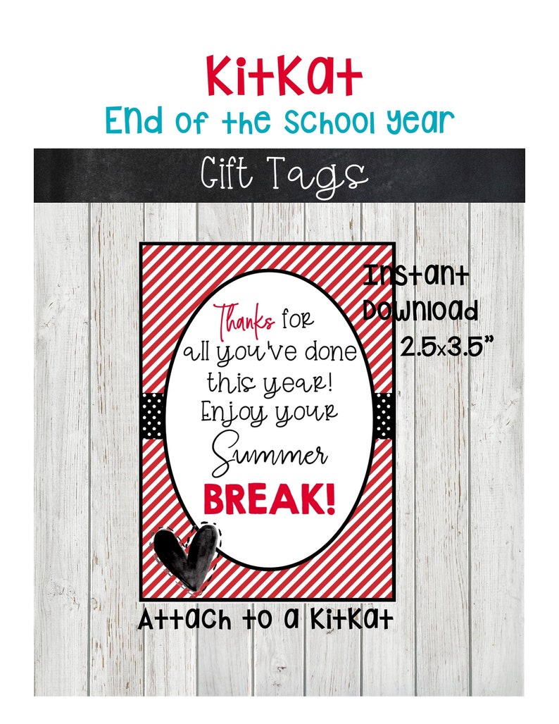 Kitkat Printable Gift Tag-teacher Appreciation Week-printable - Etsy