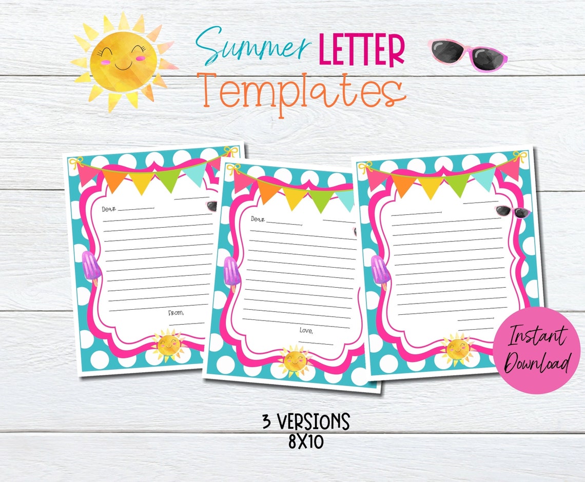 Summer Letter Templates Printable Letter Templates for - Etsy