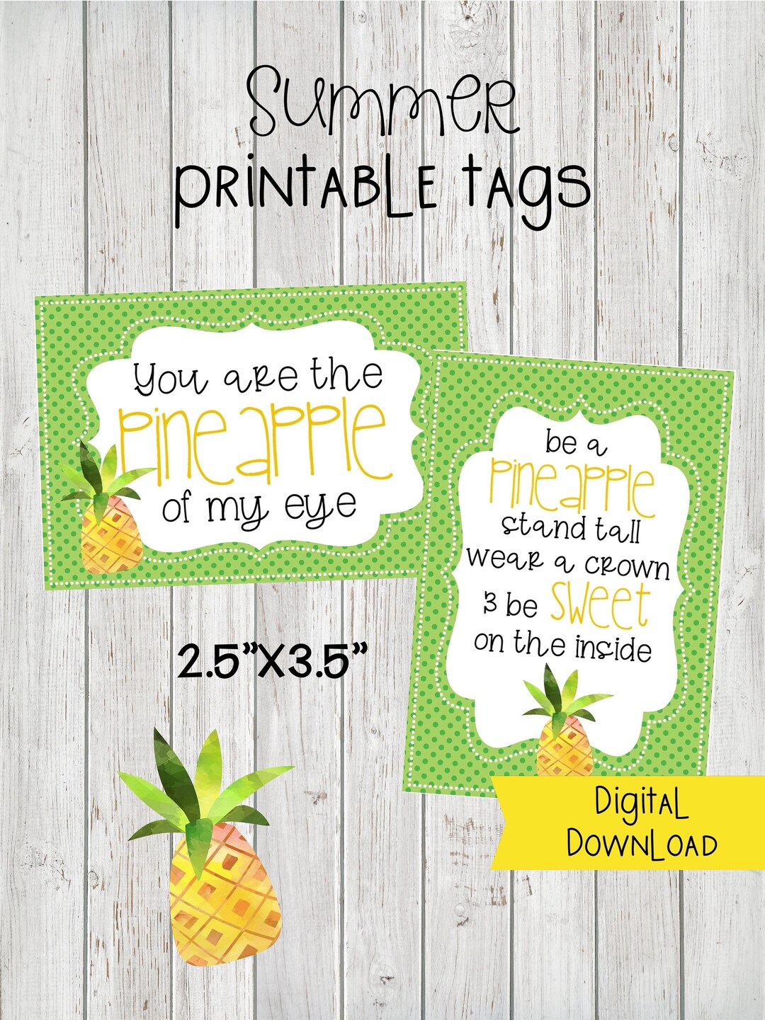 Pineapple Printable Gift Tags-be a Pineapple-summer Tags-digital ...