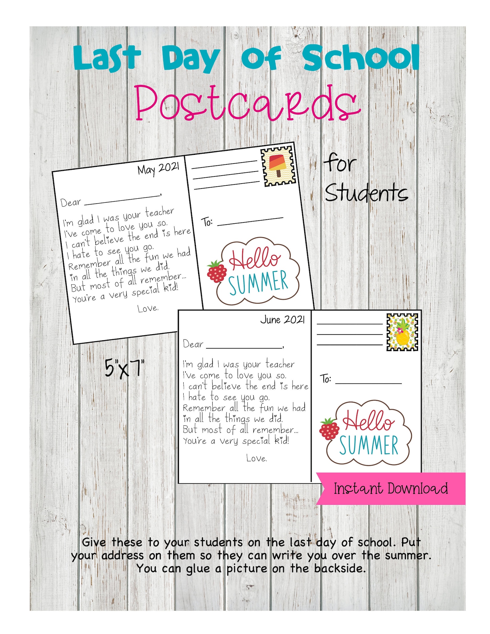 Student Postcards-Teacher Postcards-Last Day of School | Etsy