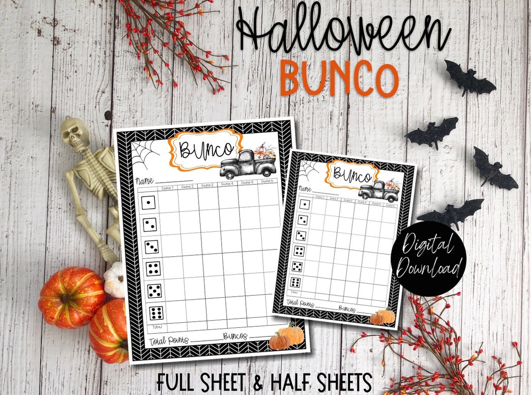 Halloween Bunco Score Cards October Bunco Worksheet - Etsy