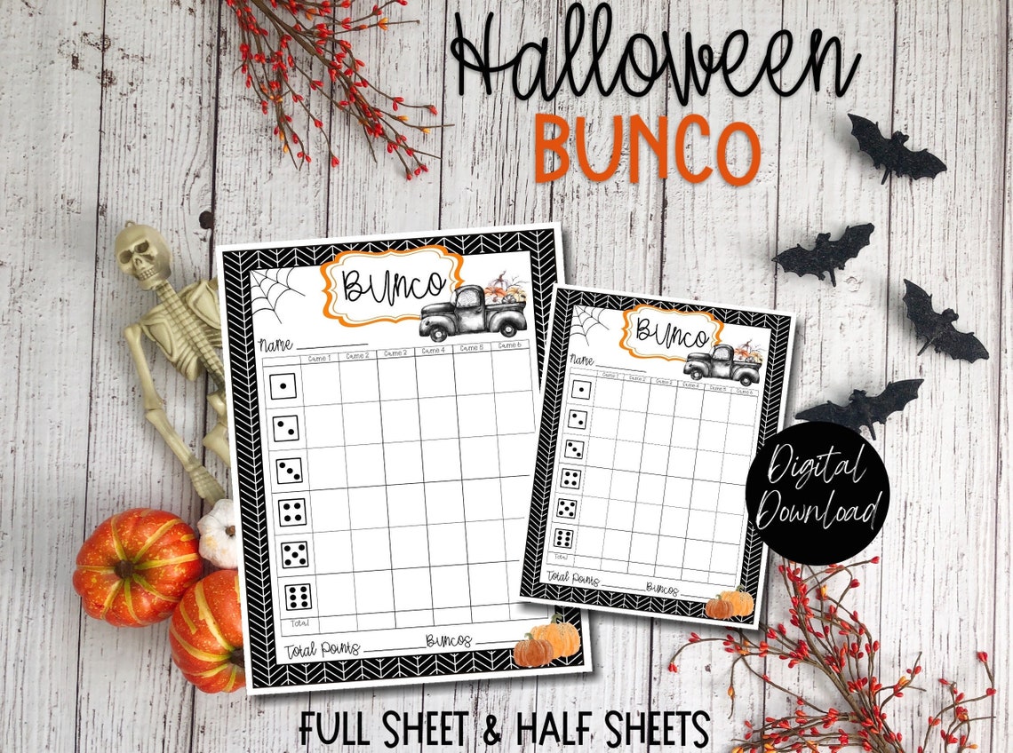 Halloween Bunco Score Cards October Bunco Worksheet - Etsy