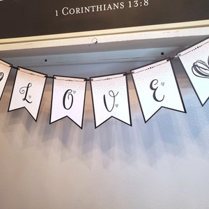 Black and White Printable Love Banner Valentines Banners | Etsy