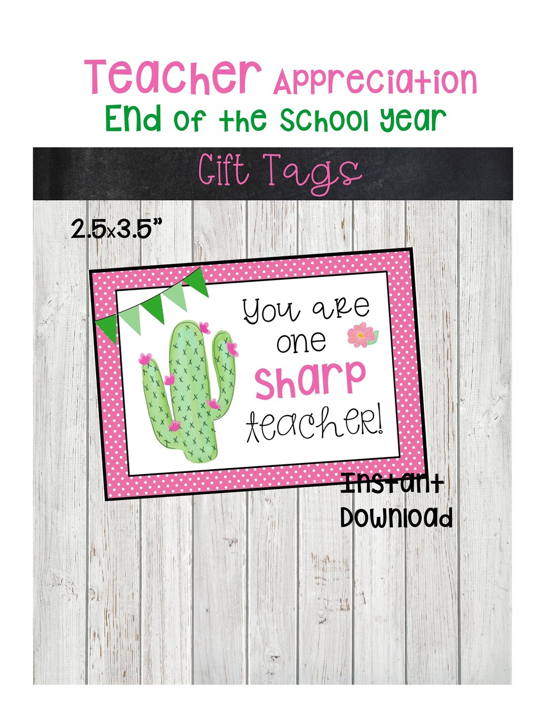 Cactus Gift Tags-you Are One Sharp Teacher-printable Gift Tags-teacher ...