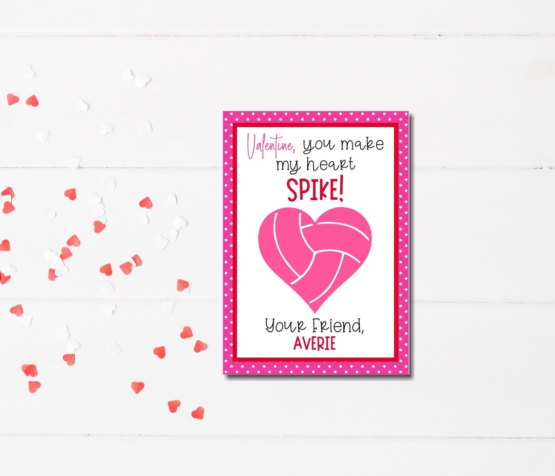 Volleyball Valentine's Day Cards, Volleyball Valentines, Kids Valentine ...