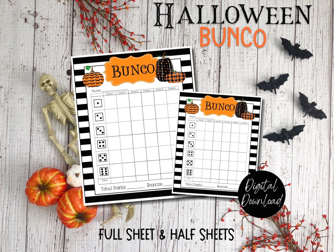 Halloween Pumpkins Bunco Printables, Halloween Bunco Score Cards, Bunco ...