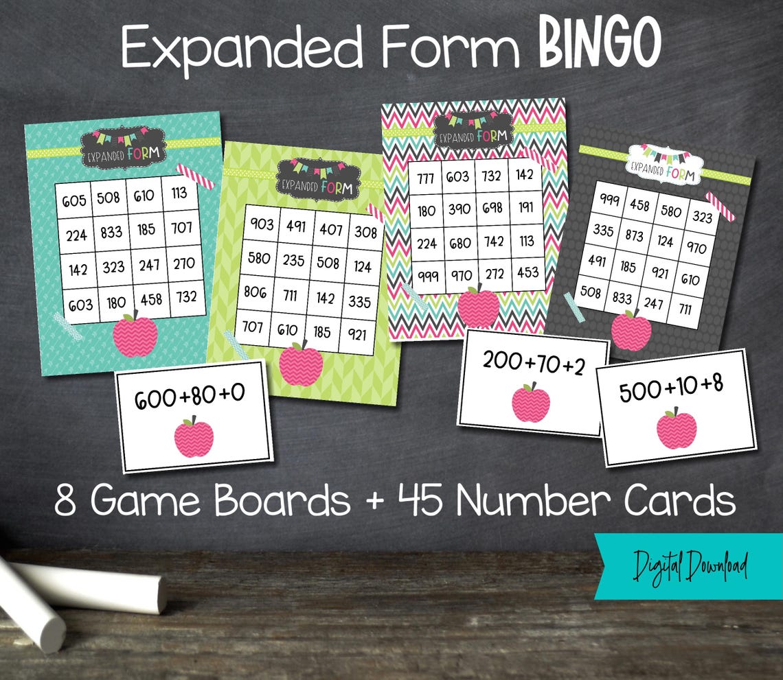 Expanded Form Bingo Game for Students, Math Games for School, 2nd 3rd ...