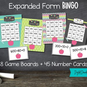 Expanded Form Bingo Game for Students, Math Games for School, 2nd 3rd ...