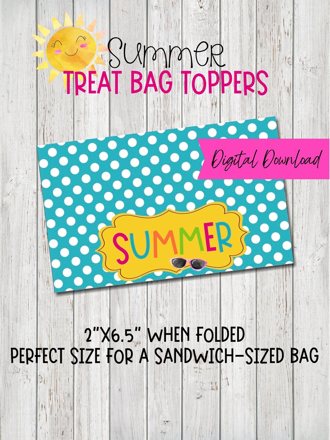 Summer Bag Toppers, Summer Candy Bag Toppers, Summer Party Favors ...