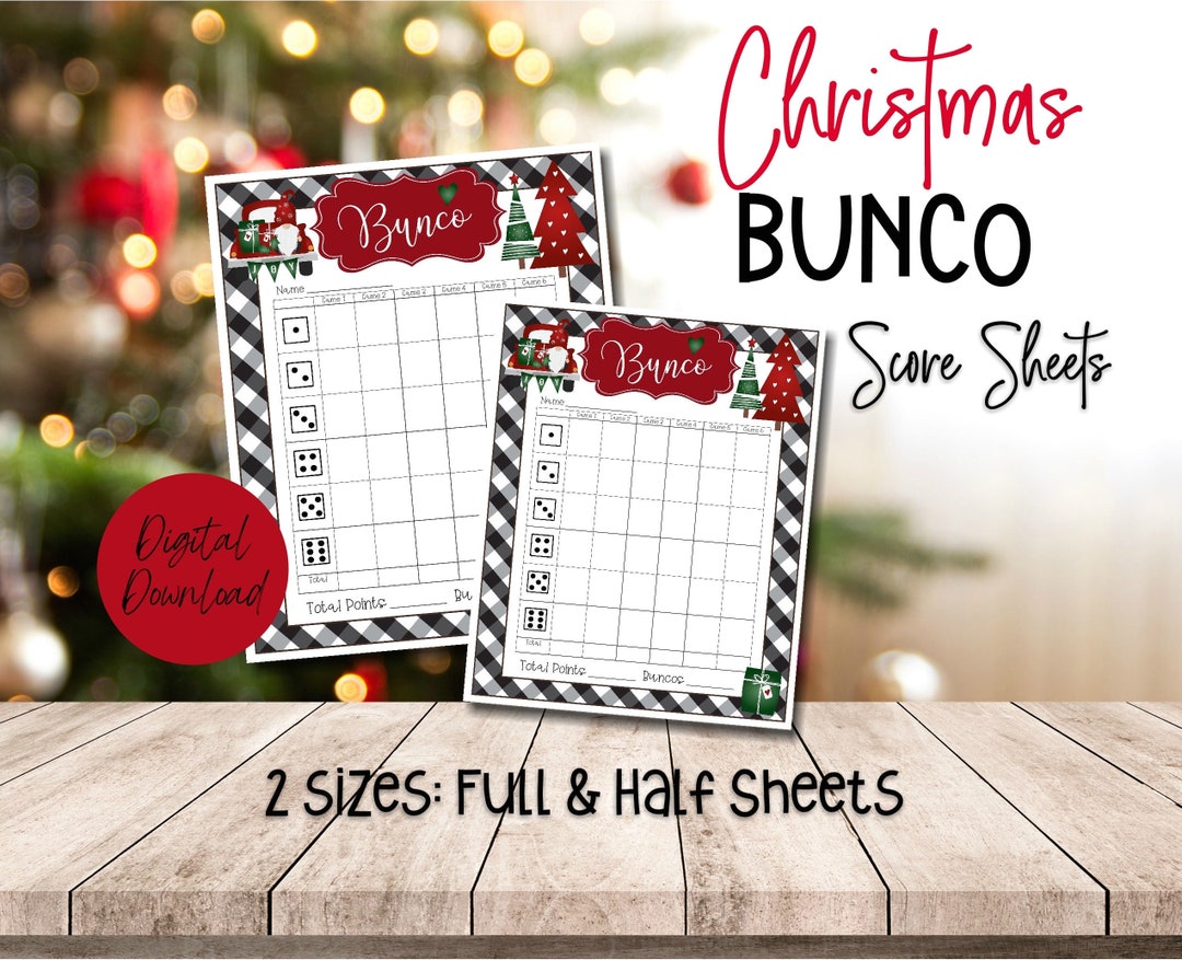 Christmas Bunco Score Cards, December Bunco, Buffalo Plaid Christmas ...