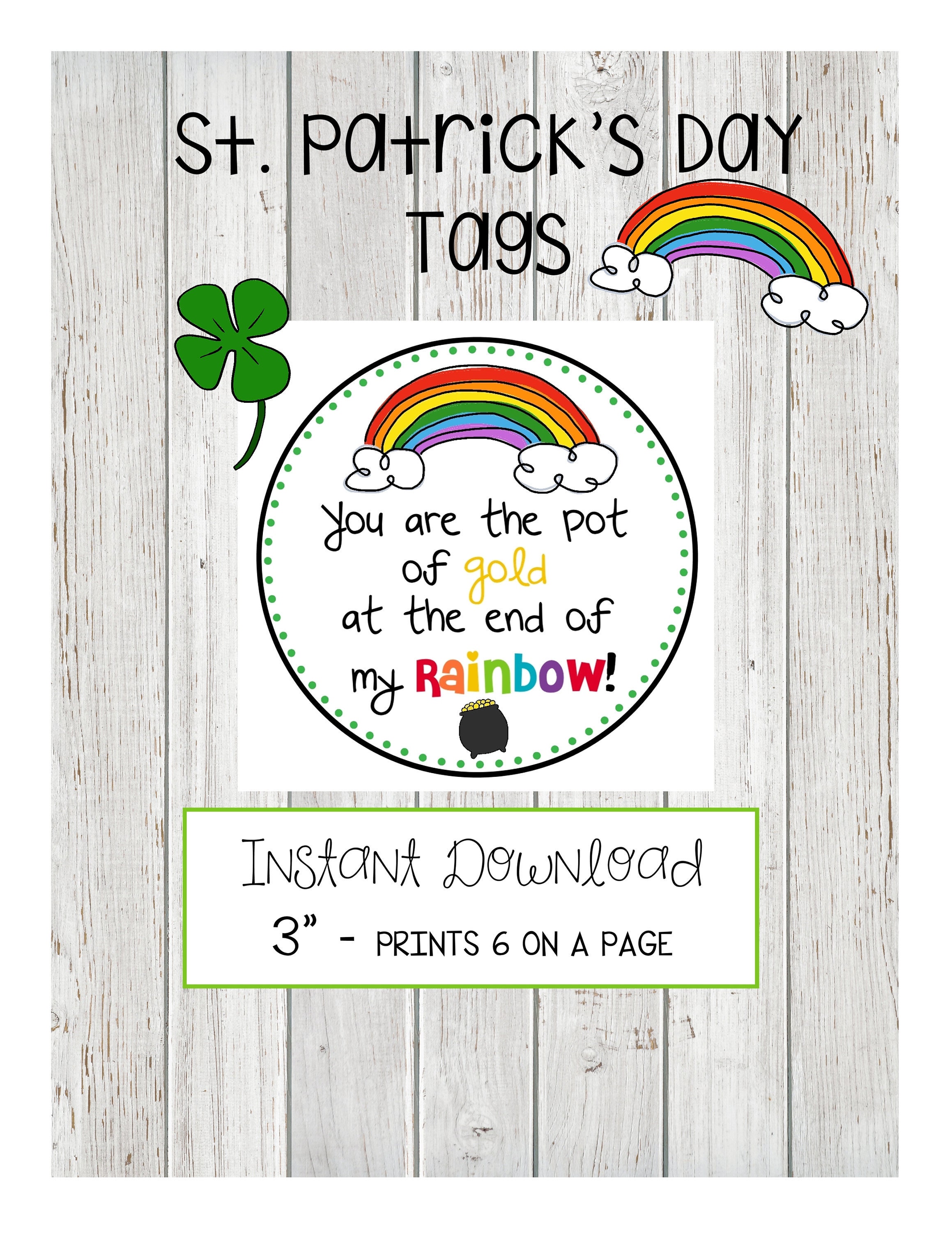 You Are the Pot of Gold at the End of My Rainbow gift tags-St. | Etsy
