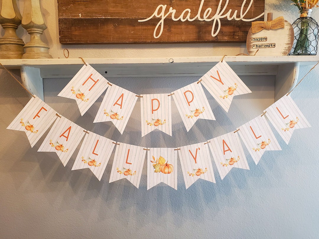Happy Fall Y'all Printable Banner, Fall Banner, Fall Decorations, Party ...