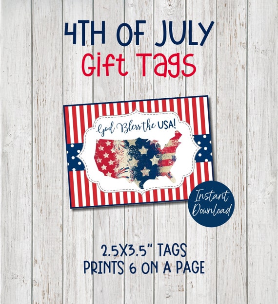 God Bless the USA Gift Tags 4th of July Gift Tags Printable - Etsy