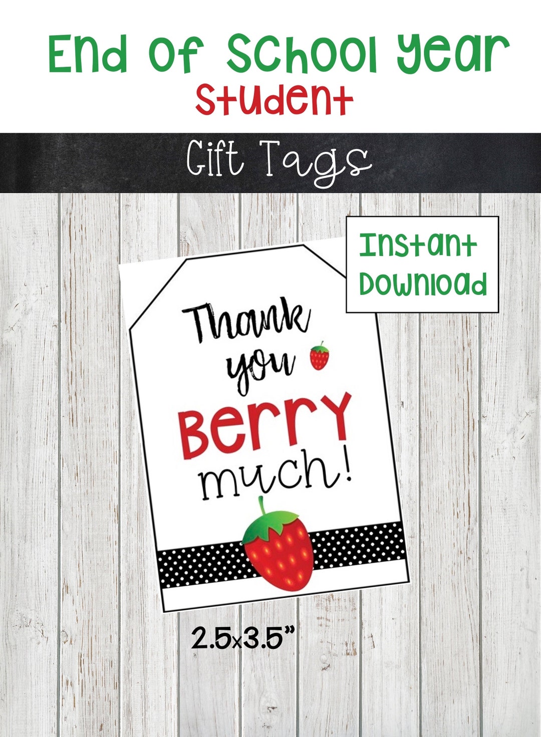 Thank You BERRY Much Gift Tags: Teacher Appreciation (PDF) - Etsy