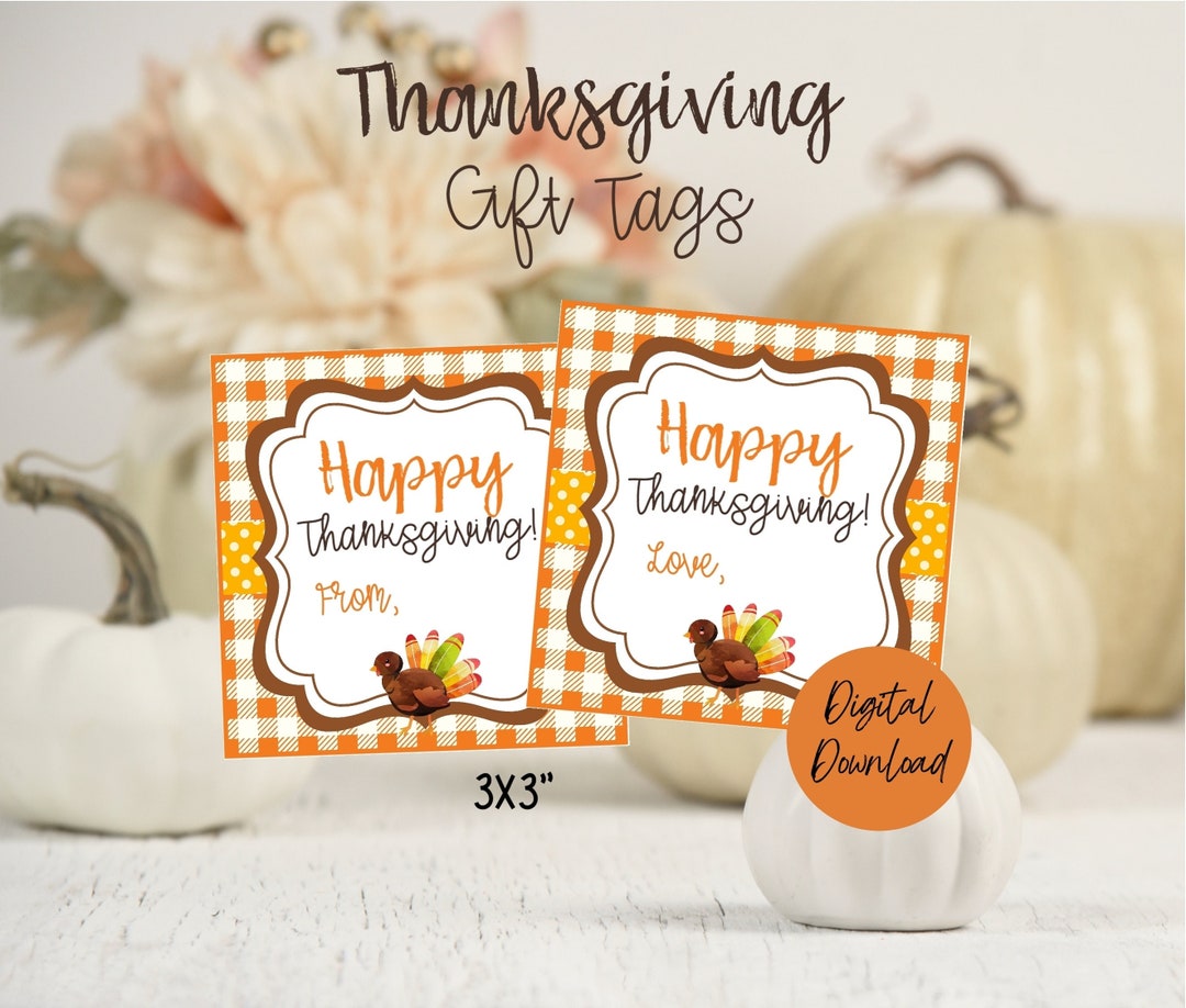 Happy Thanksgiving Gift Tags Printable Tags for Thanksgiving - Etsy