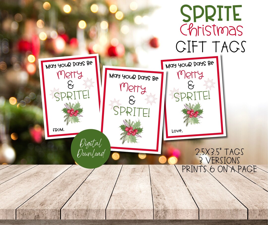 May Your Days Be Merry & Sprite Christmas Gift Tags, Drink Labels ...