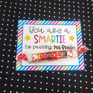 You Are a SMARTIE for Passing 3rd Grade Gift Tags, Last Day of School ...