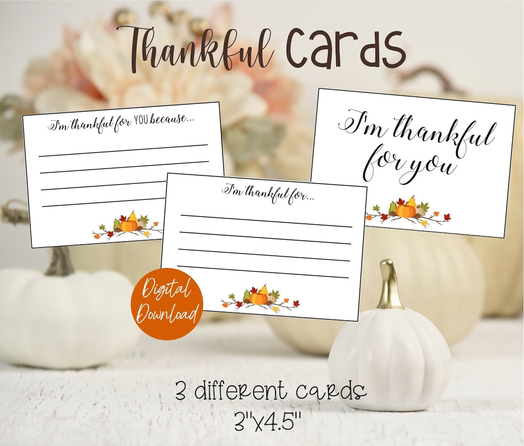 I Am Thankful for Printable Cards Thanksgiving (Download Now) - Etsy